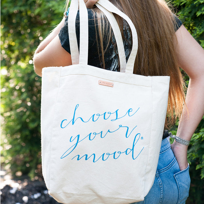 Choose Your Mood Motivational Canvas Tote Bag - Blue – Lifetherapy